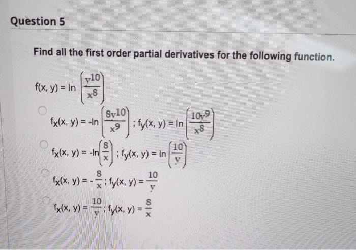 Solved Find all the first order partial derivatives for the | Chegg.com