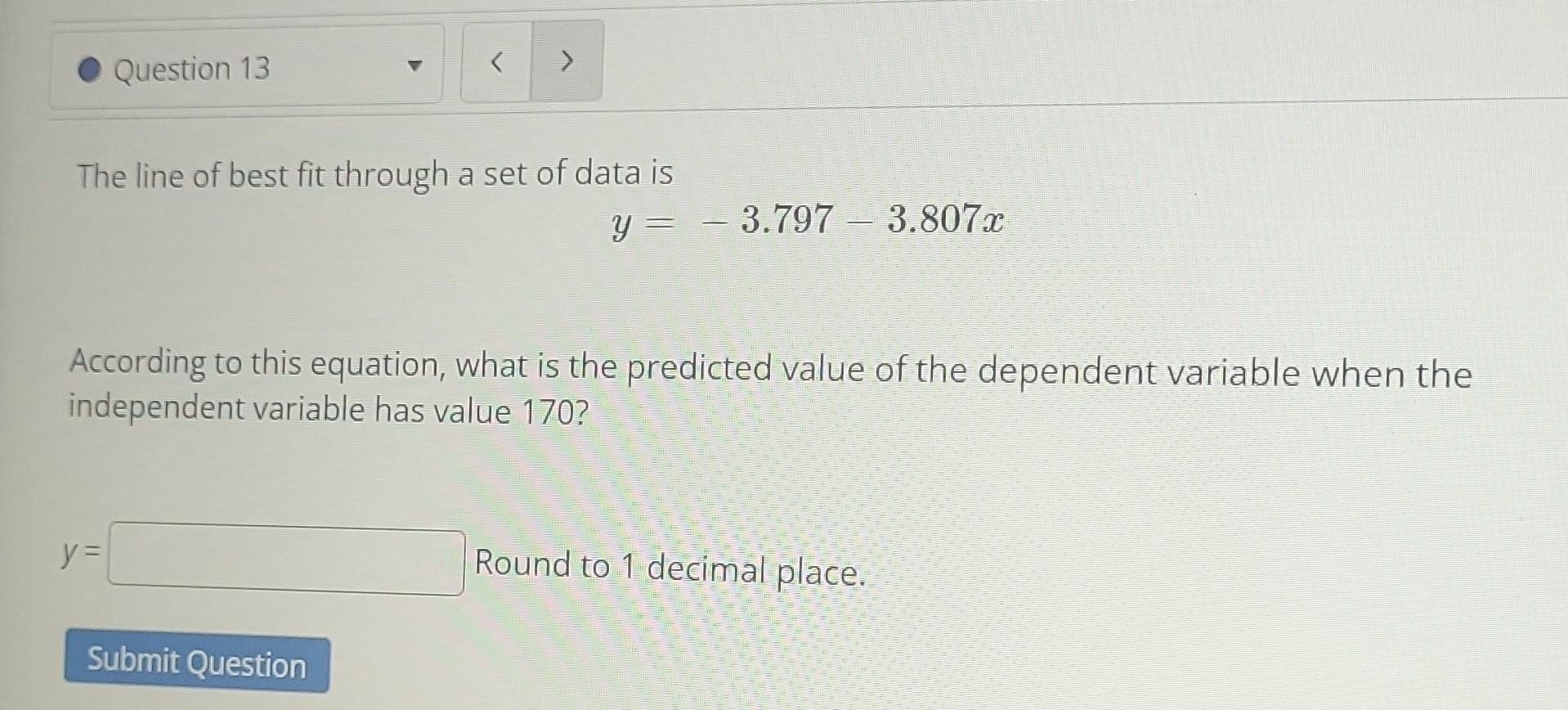 Solved The line of best fit through a set of data is \\[ | Chegg.com