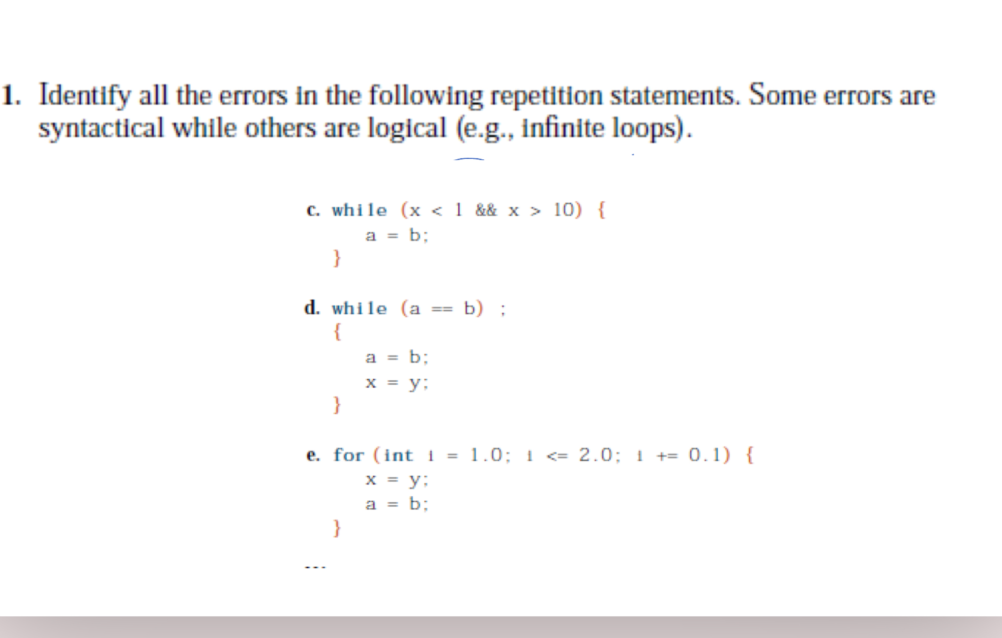 Solved Identify all the errors in the following repetition | Chegg.com