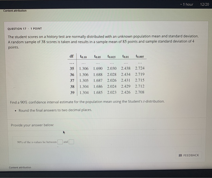 Solved - 1 hour 12/20 Content attribution QUESTION 17.1 | Chegg.com