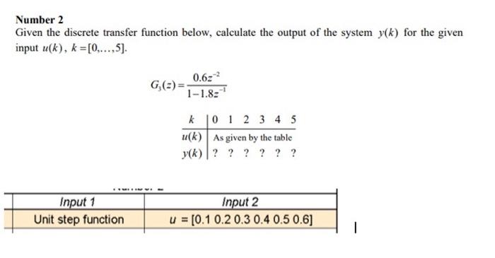 Solved Number 2 Given the discrete transfer function below, | Chegg.com