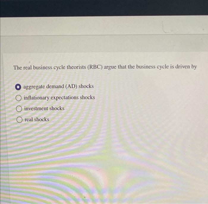 Solved The real business cycle theorists (RBC) argue that | Chegg.com