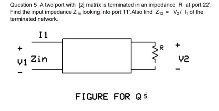 Solved Question 5 A two port with [z] matrix is terminated | Chegg.com