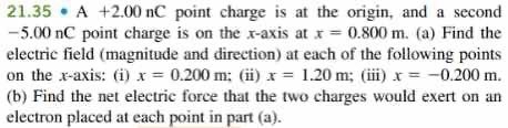 Solved 21.35 - ﻿A +2.00 ﻿nC point charge is at the origin, | Chegg.com