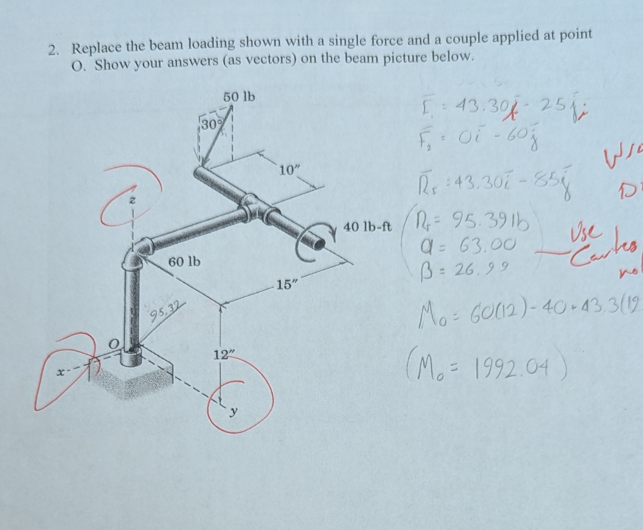 Solved Replace the beam loading shown with a single force | Chegg.com