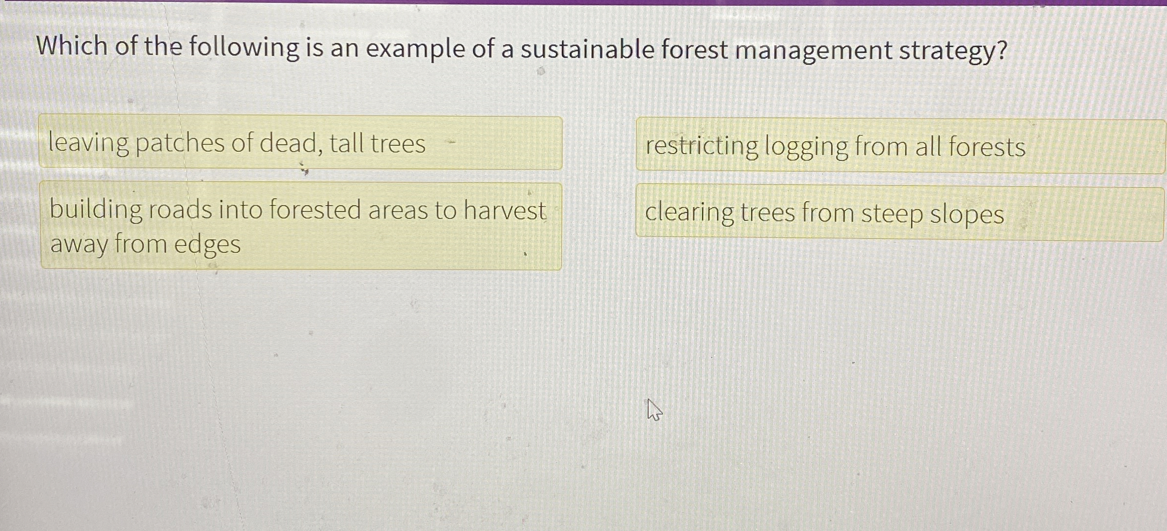 Solved Which of the following is an example of a sustainable | Chegg.com
