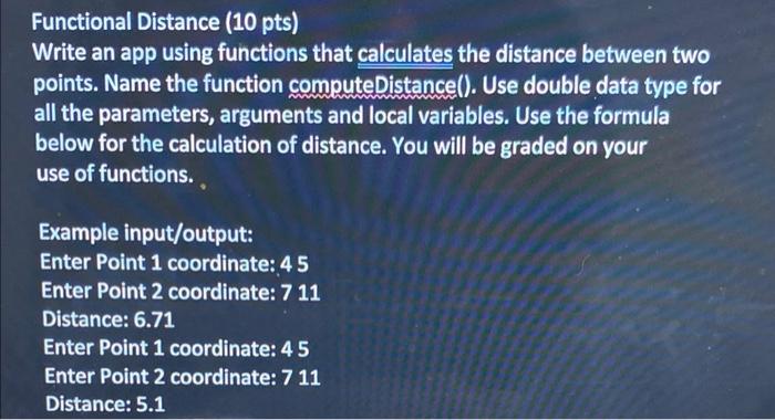 Solved Functional Distance ( 10 pts) Write an app using | Chegg.com