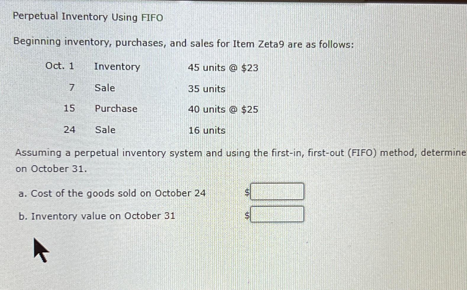Solved Perpetual Inventory Using FIFOBeginning inventory, | Chegg.com