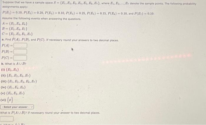 Solved Suppose that we have a sample space | Chegg.com