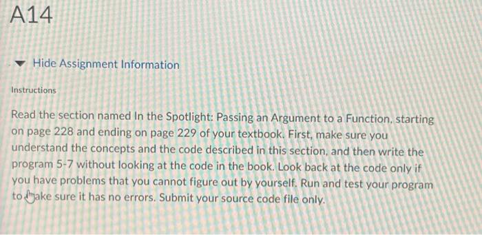 Solved A14 Hide Assignment Information Instructions Read the | Chegg.com