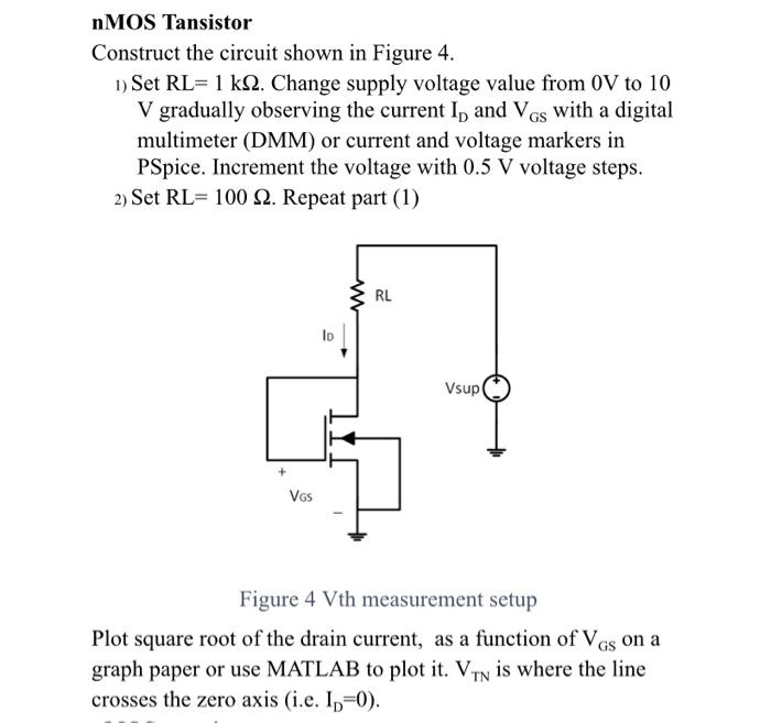 Solved nMOS Tansistor Construct the circuit shown in Figure | Chegg.com