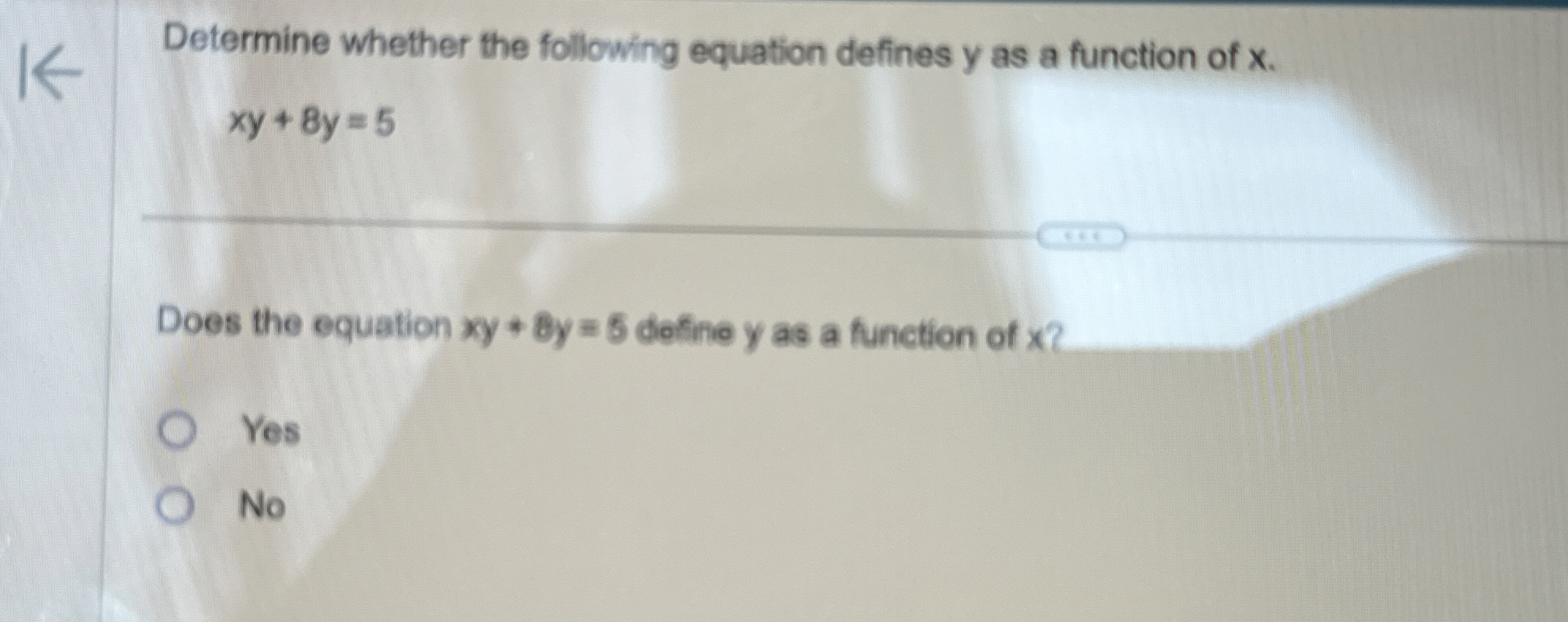 Solved Determine whether the following equation defines y | Chegg.com