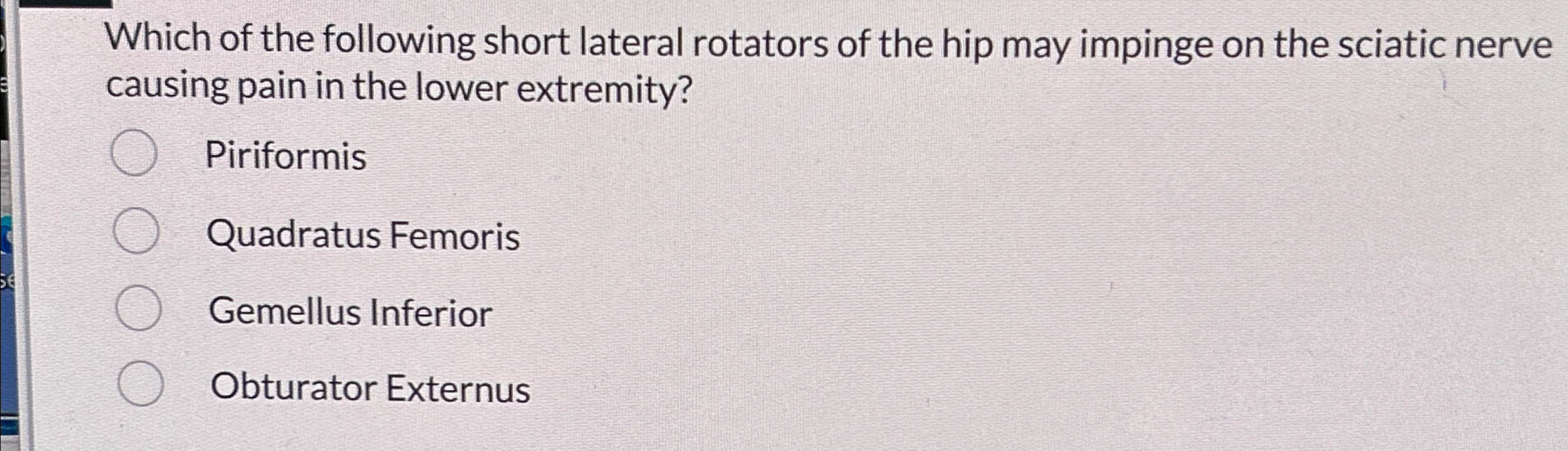 Solved Which of the following short lateral rotators of the | Chegg.com