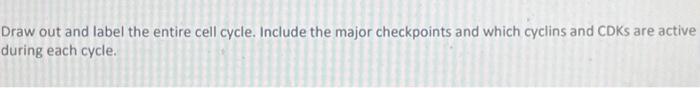 Solved Draw out and label the entire cell cycle. Include the | Chegg.com