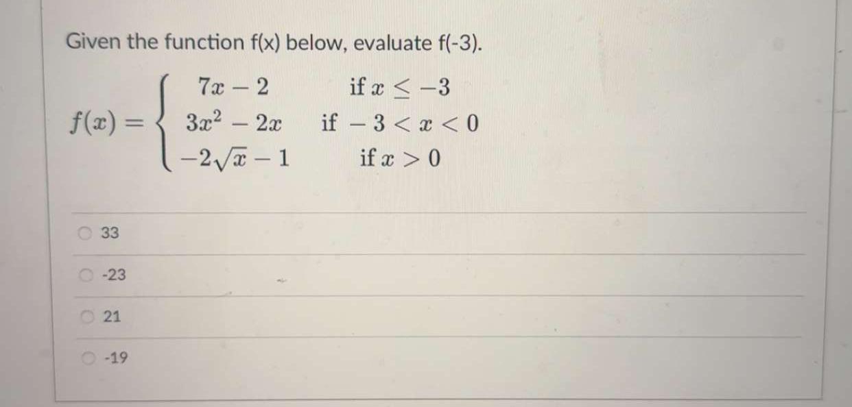 Solved Given the function f(x) ﻿below, evaluate | Chegg.com