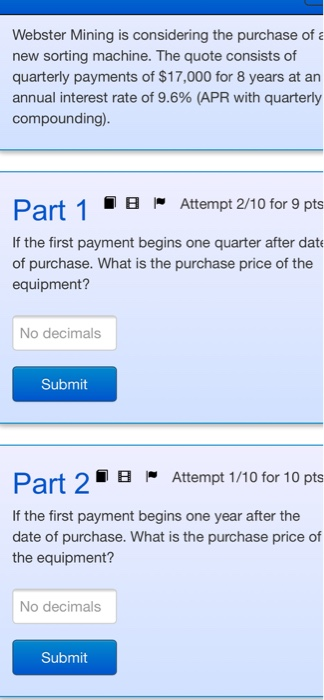 Solved Webster Mining is considering the purchase of a new | Chegg.com
