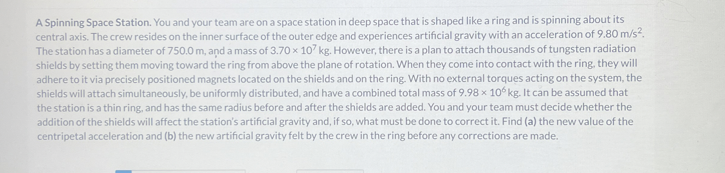 Solved A Spinning Space Station. You and your team are on a | Chegg.com