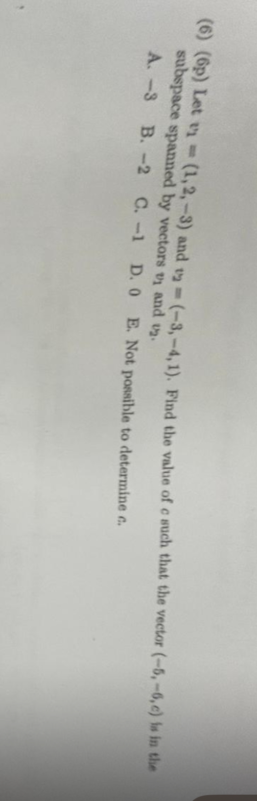 Solved (6) (6p) ﻿Let v1=(1,2,-3) ﻿and v2=(-3,-4,1). ﻿Find | Chegg.com