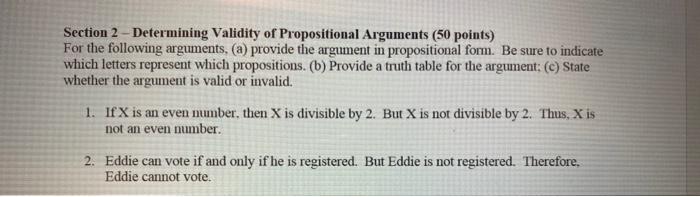 Solved Section 2 - Determining Validity of Propositional | Chegg.com