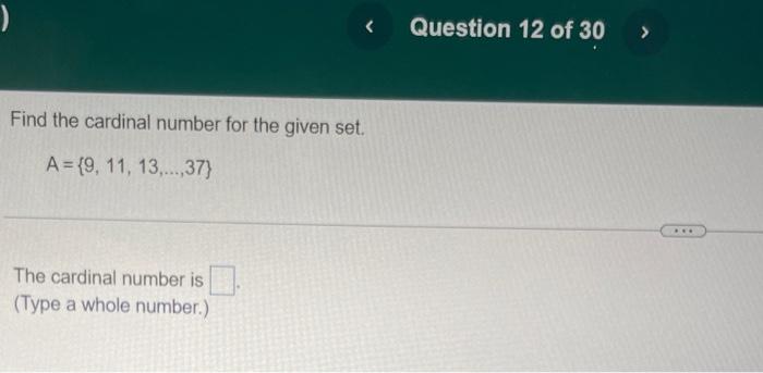 Solved Find the cardinal number for the given set. | Chegg.com