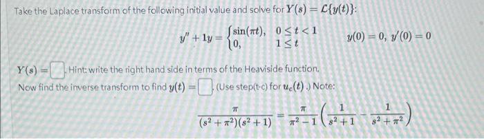 Solved Take the Laplace transform of the following initial | Chegg.com