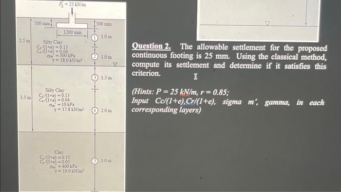 Solved Question 2. The allowable settlement for the proposed | Chegg.com