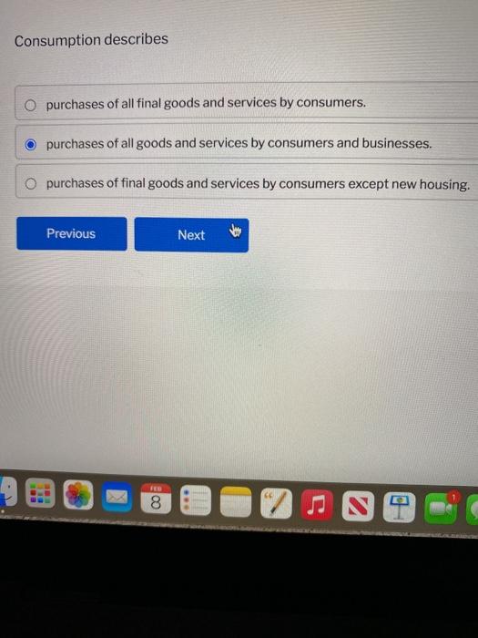 Solved Consumption describes purchases of all final goods | Chegg.com