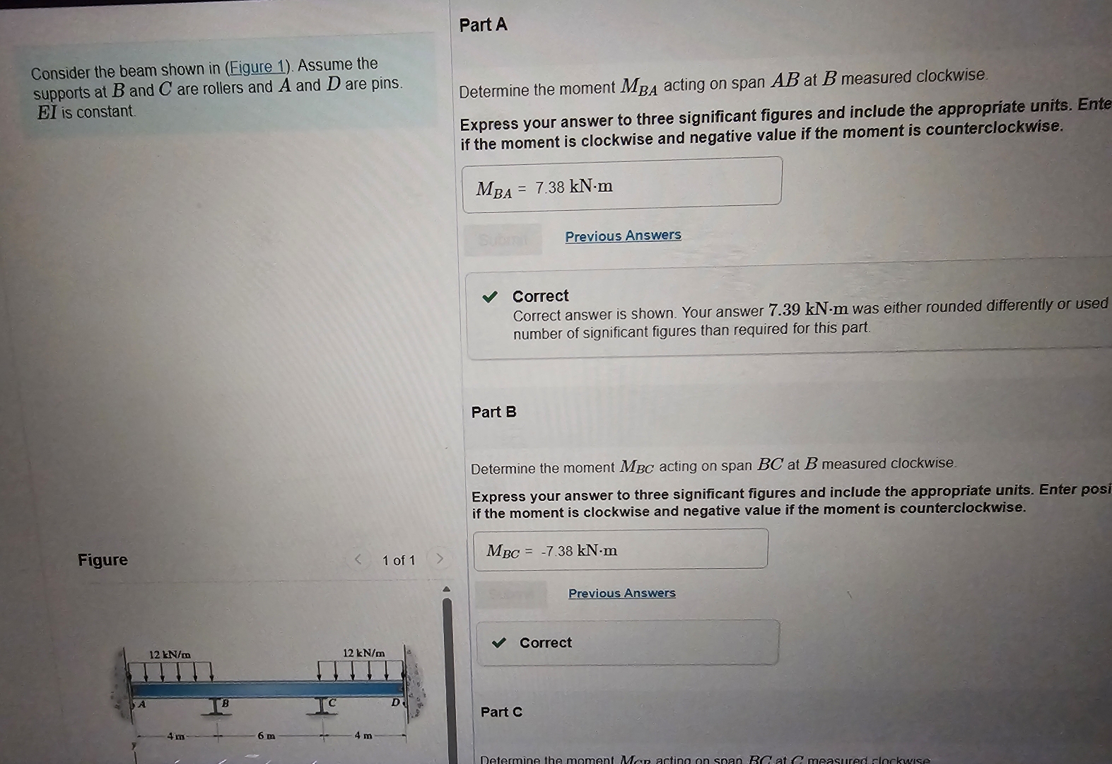 Solved Draw normal moment graph with coordinates!Part | Chegg.com