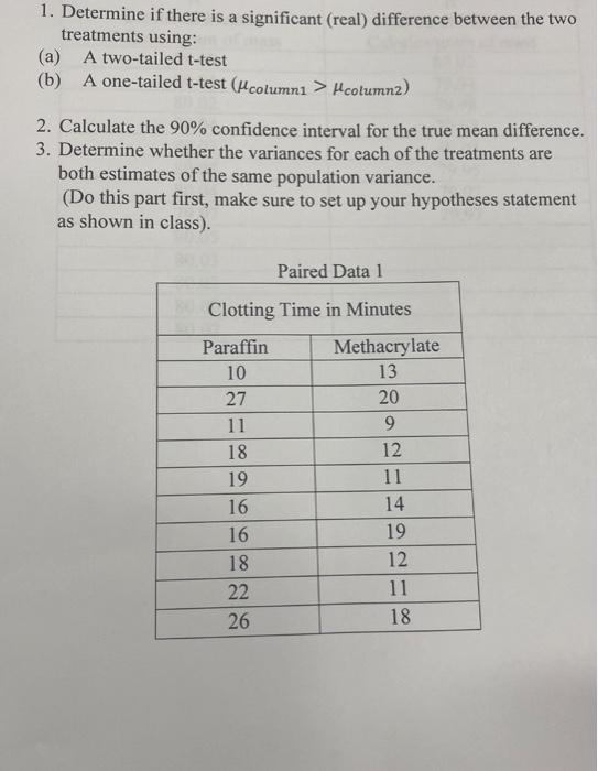 Solved please solve question 3 for given 2 data sets (paired | Chegg.com