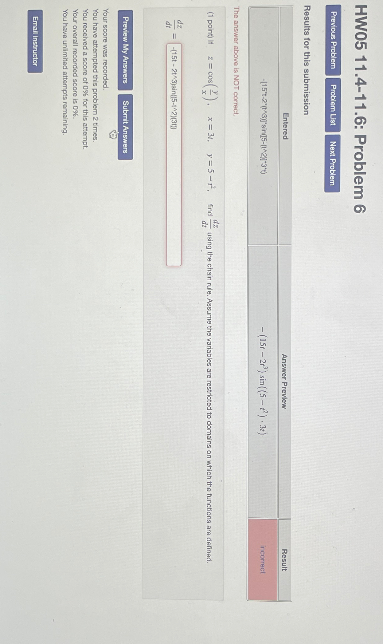 Solved HW05 11.4-11.6: Problem 6Results for this | Chegg.com