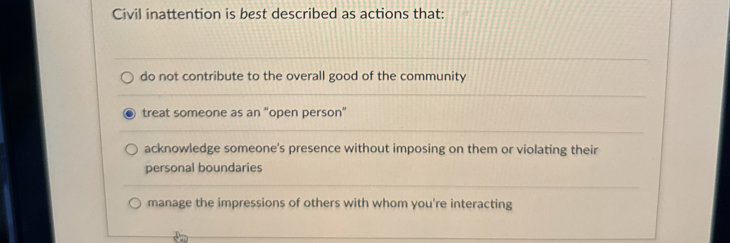 Solved Civil inattention is best described as actions | Chegg.com
