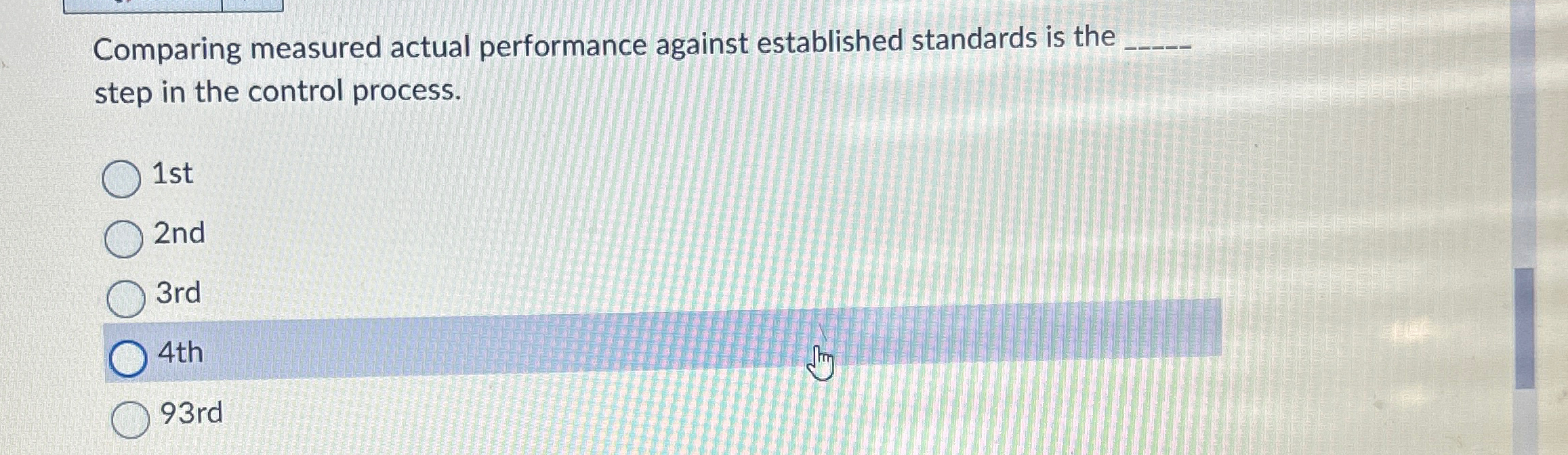 Solved Comparing measured actual performance against | Chegg.com