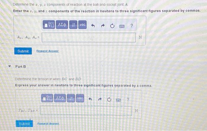 Solved Determine the x,y,z components of reaction at the | Chegg.com