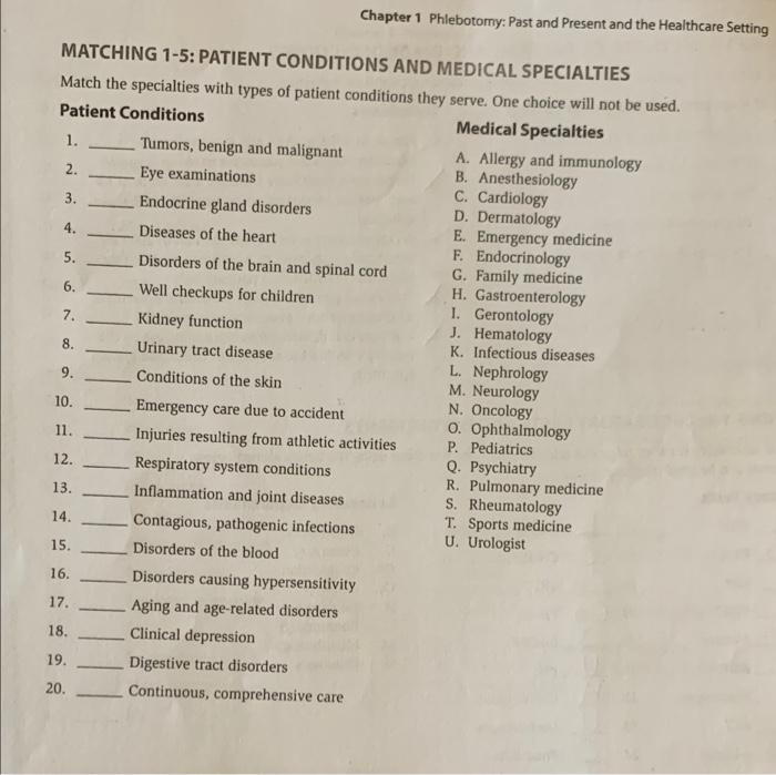 Solved Chapter 1 Phlebotomy: Past and Present and the | Chegg.com