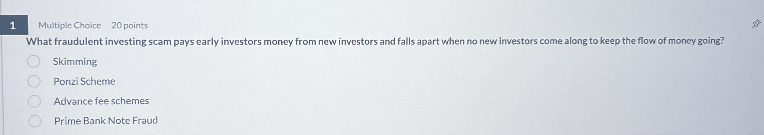 Solved 1 ﻿Multiple Choice 20 ﻿pointsWhat fraudulent | Chegg.com