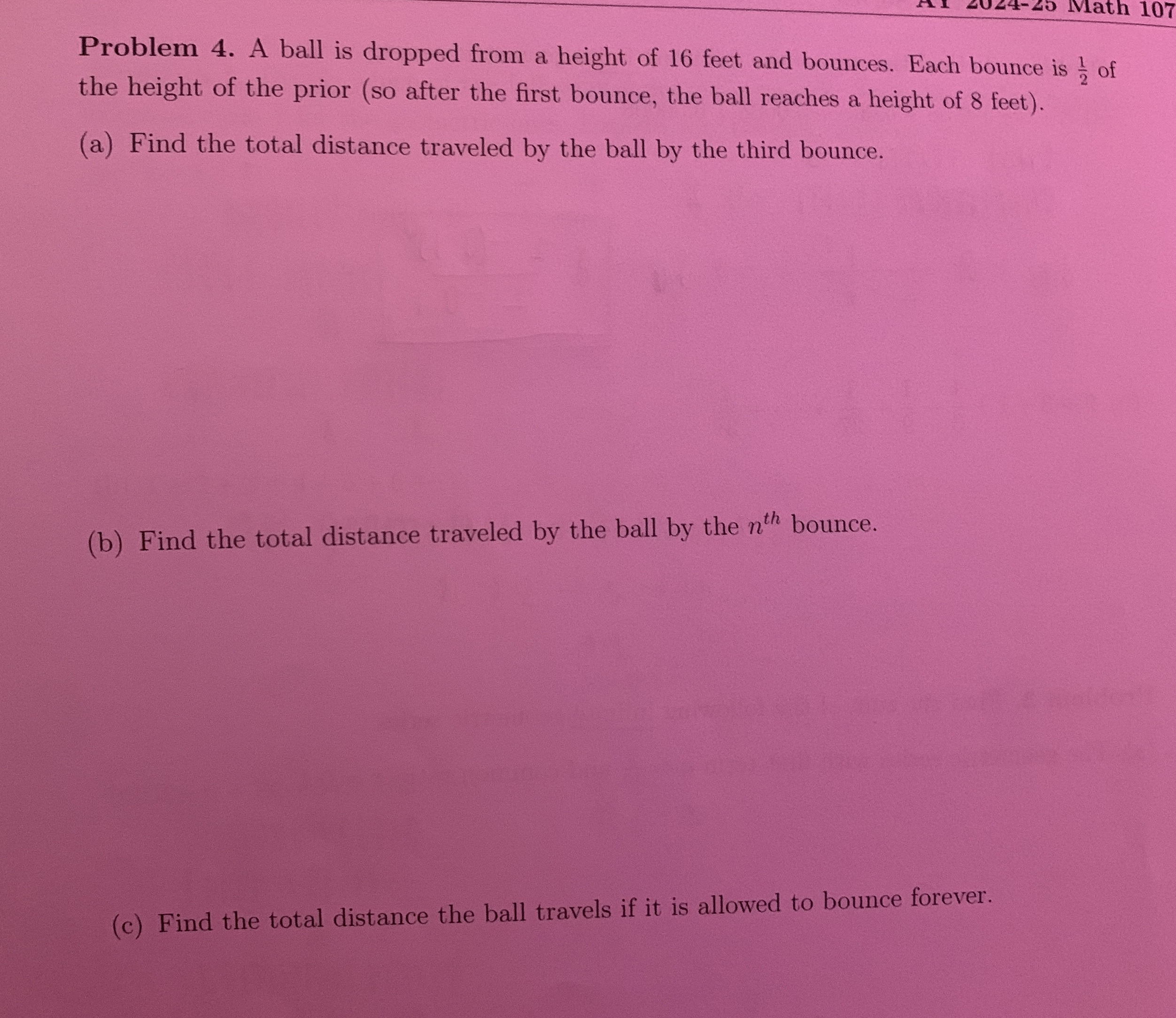 Solved Problem 4. ﻿A ball is dropped from a height of 16 | Chegg.com