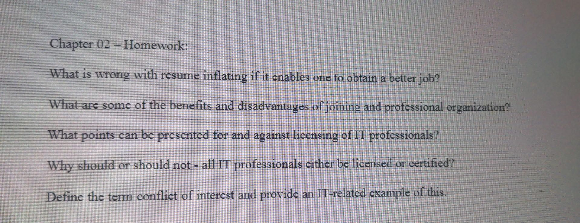 Solved Chapter 02 - Homework: What is wrong with resume | Chegg.com