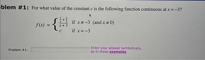Solved blem \#1: For what value of the constant c is the | Chegg.com