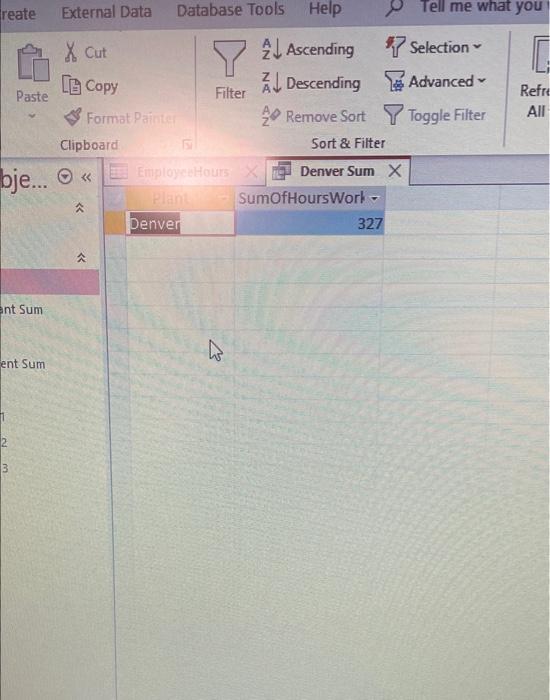 AE1-2: The database in the Microsoft Access file | Chegg.com
