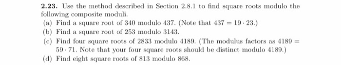 2.23. Use the method described in Section 2.8.1 to | Chegg.com