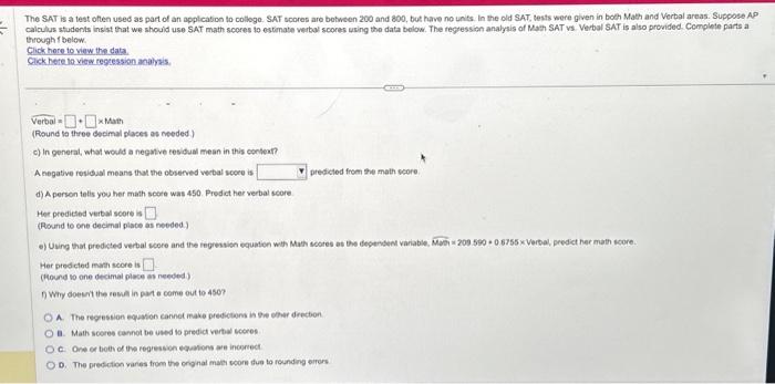 Solved The SAT is a test often used as part of an applicaton | Chegg.com