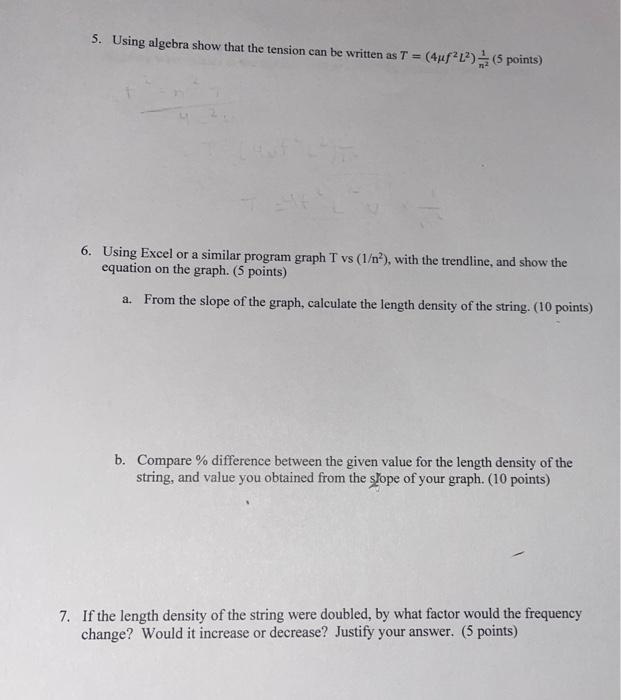 Solved Table for String Part 1 (5 points) L(m) 4.0 kg 1 (1 | Chegg.com