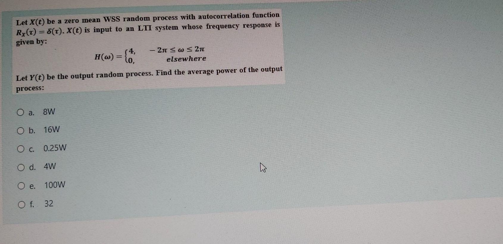 Solved Let XC) be a zero mean WSS random process with | Chegg.com