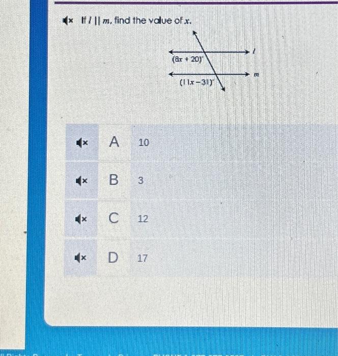 Solved Ix If l∥m. find the value of x. | Chegg.com