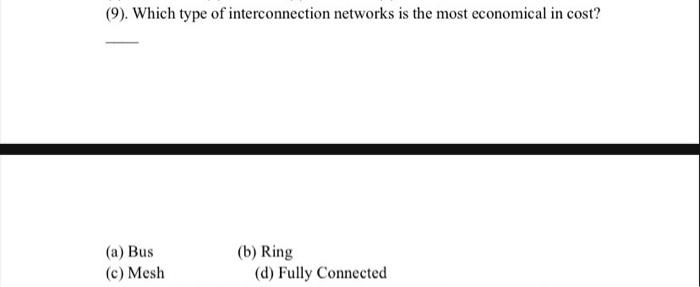 Solved (9). Which type of interconnection networks is the | Chegg.com