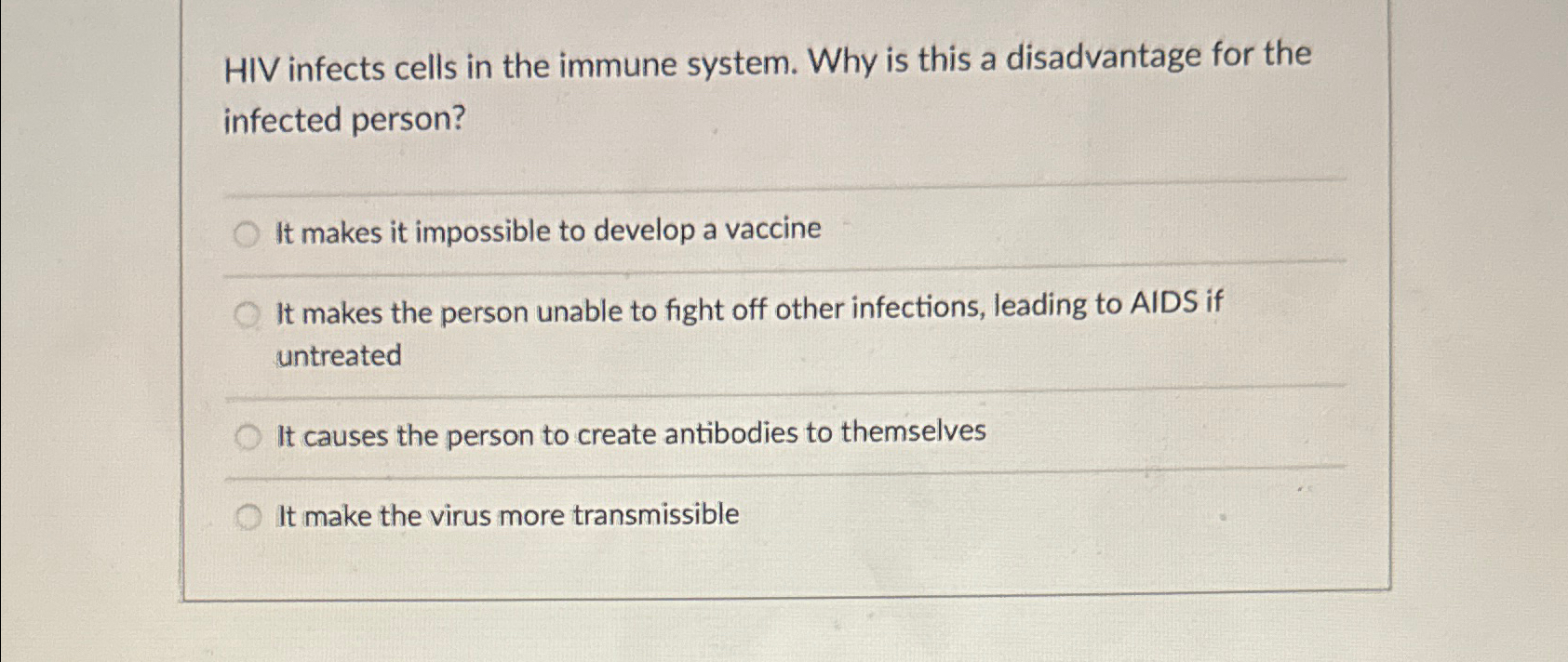 Solved HIV infects cells in the immune system. Why is this a | Chegg.com