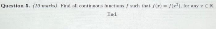 Solved Question 5. (10 marks) Find all continuous functions | Chegg.com