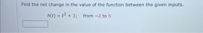 Solved Find the net change in the value of the function | Chegg.com