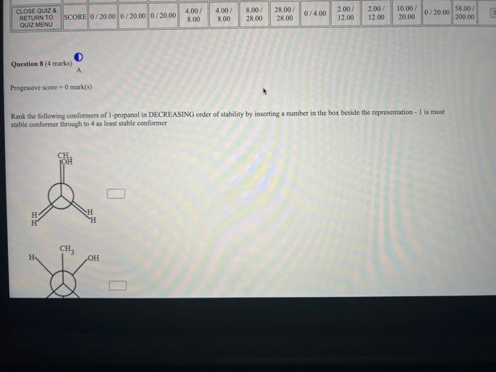 Solved Rank the following conformers of 1-propanol in | Chegg.com
