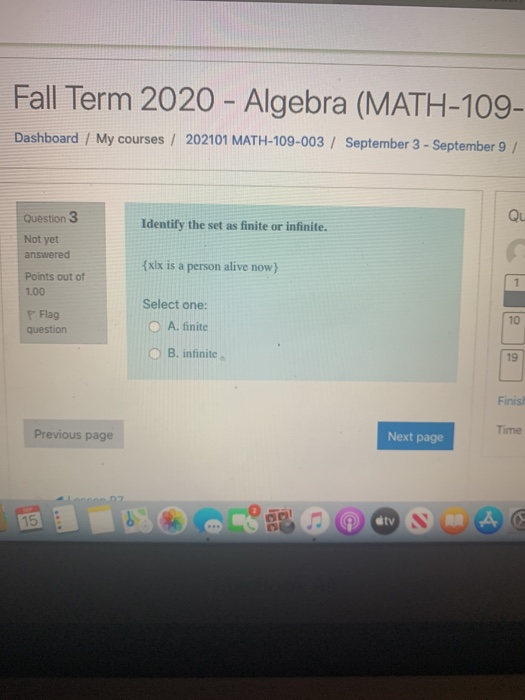 Solved Fall Term 2020 - Algebra (MATH-109- Dashboard / My | Chegg.com